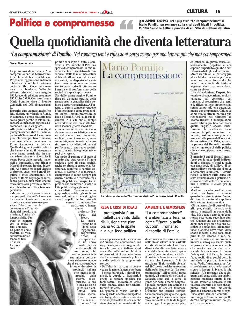 La compromissione, Mario Pomilio « culturemetropolitane